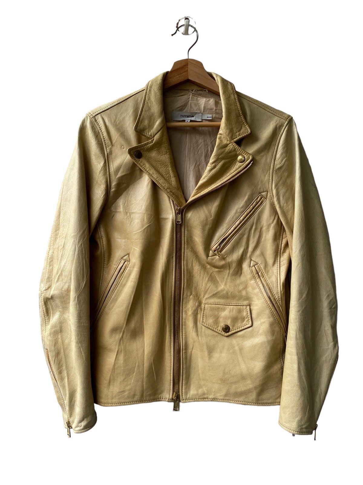 Japanese Brand × Leather Jacket × Nonnative Japanese Brand Nonnative Biker Leather Distressed ...