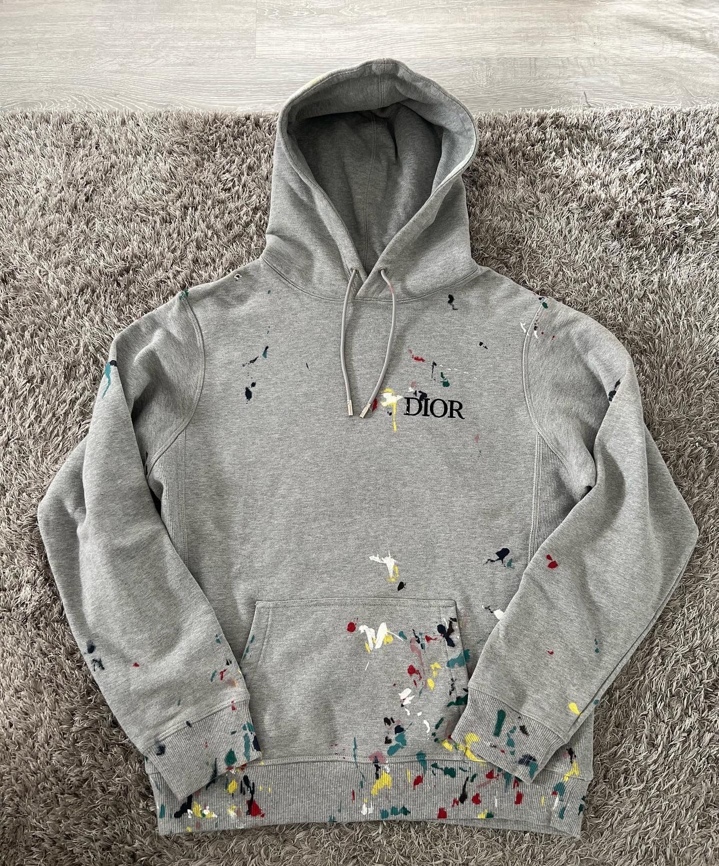 Dior DIOR Paint Splatter Grey Hoodie | Grailed
