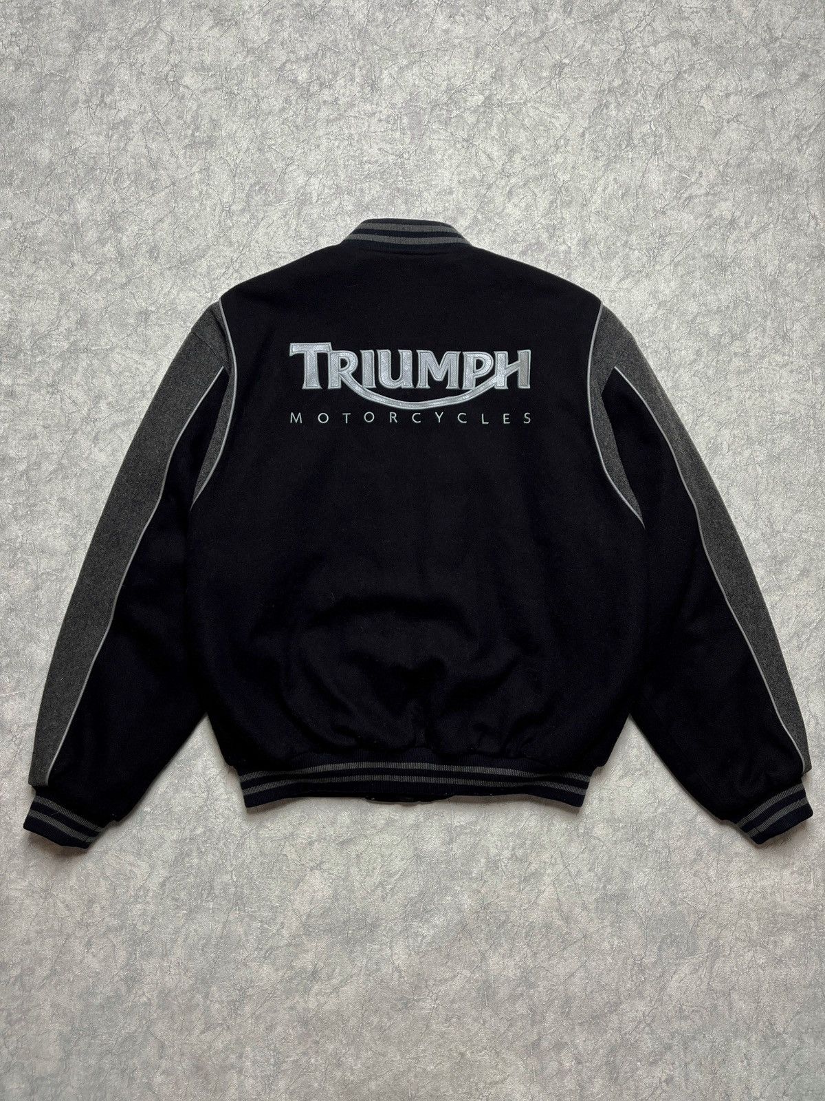 Racing × Varsity Jacket × Vintage Vintage Triumph Motorcycle Wool ...