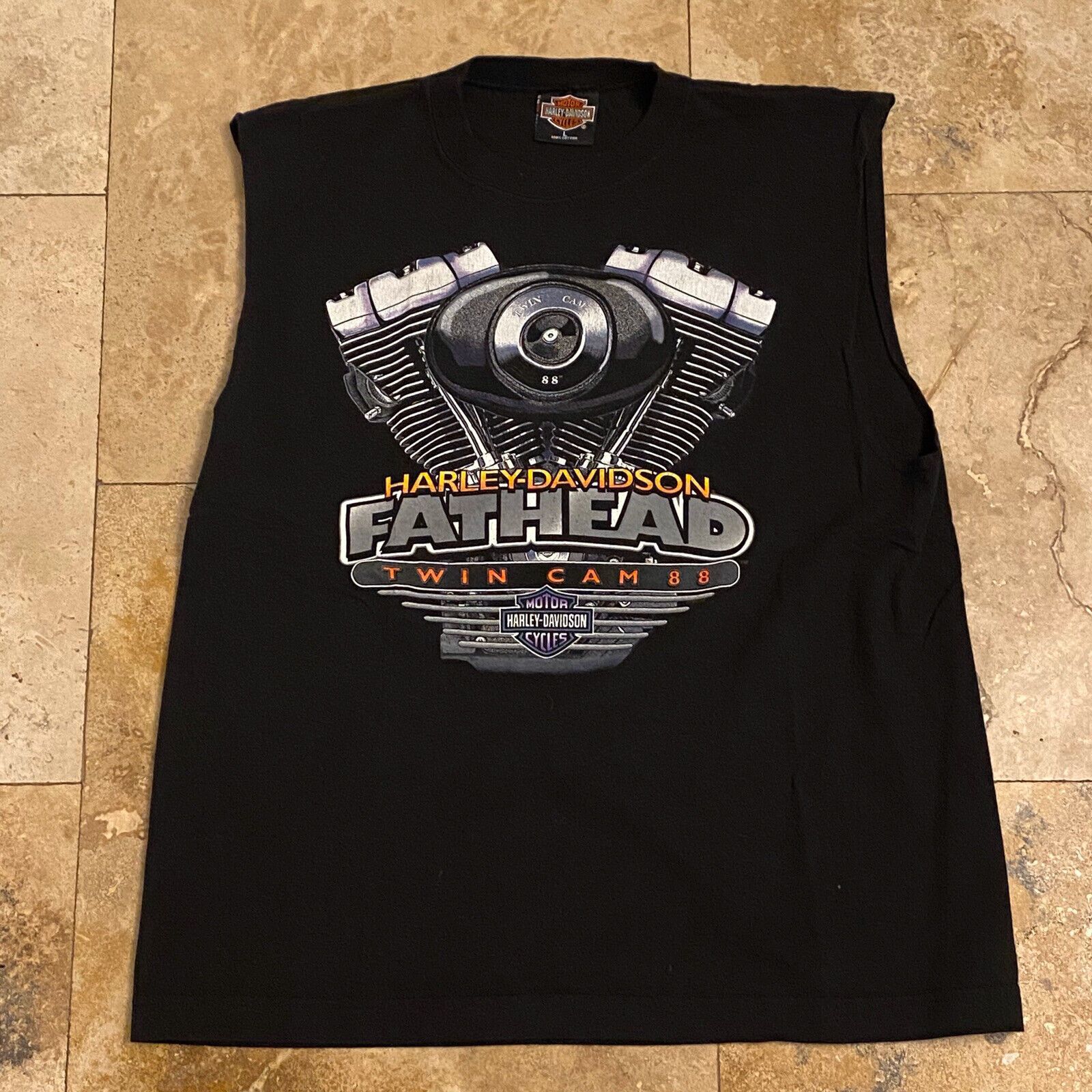 Harley Davidson Vintage Harley Davidson Fathead Twin Cam Sleeveless T ...