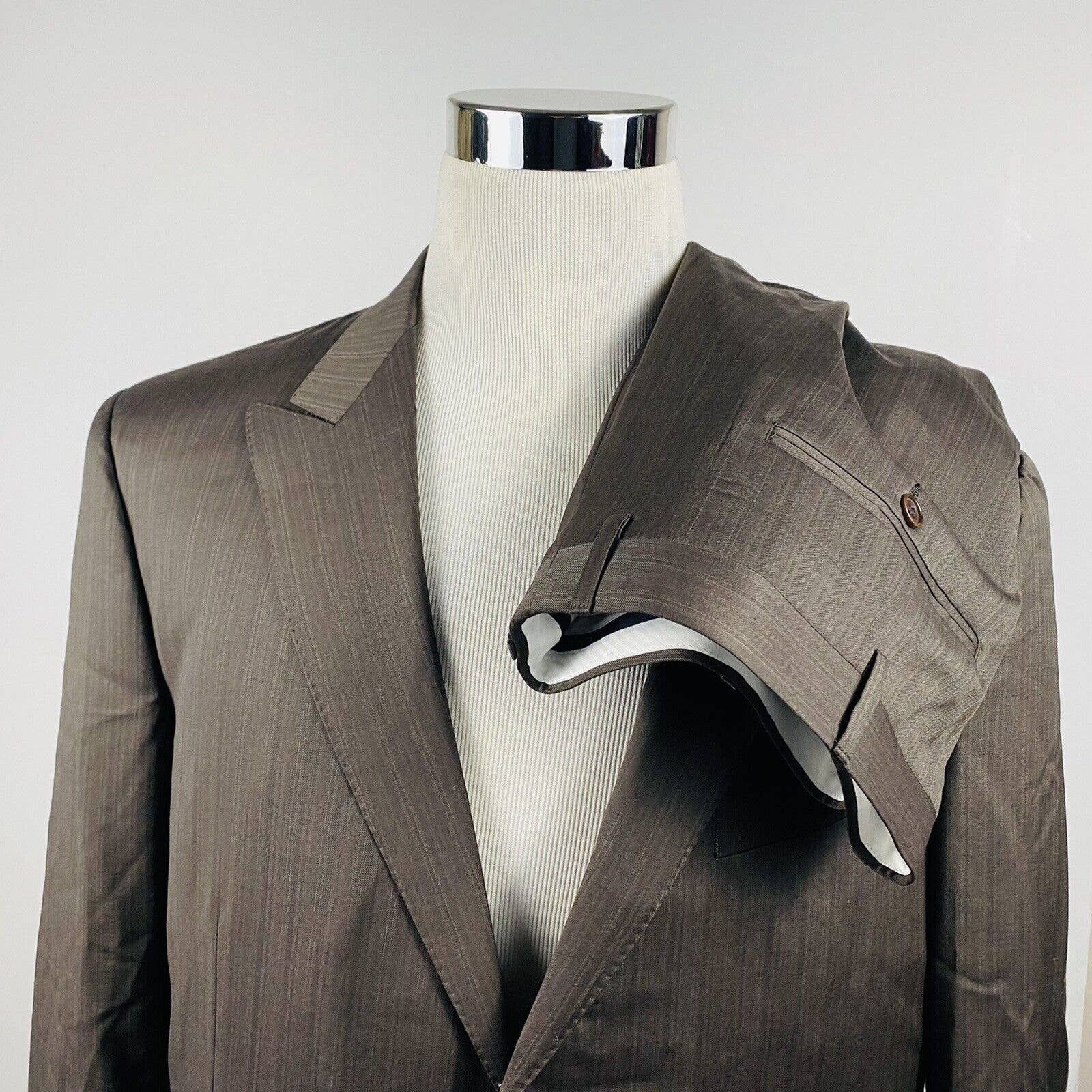 Canali Canali Italy 48L Suit 38 x 32 Brown Striped Wool Two Button ...