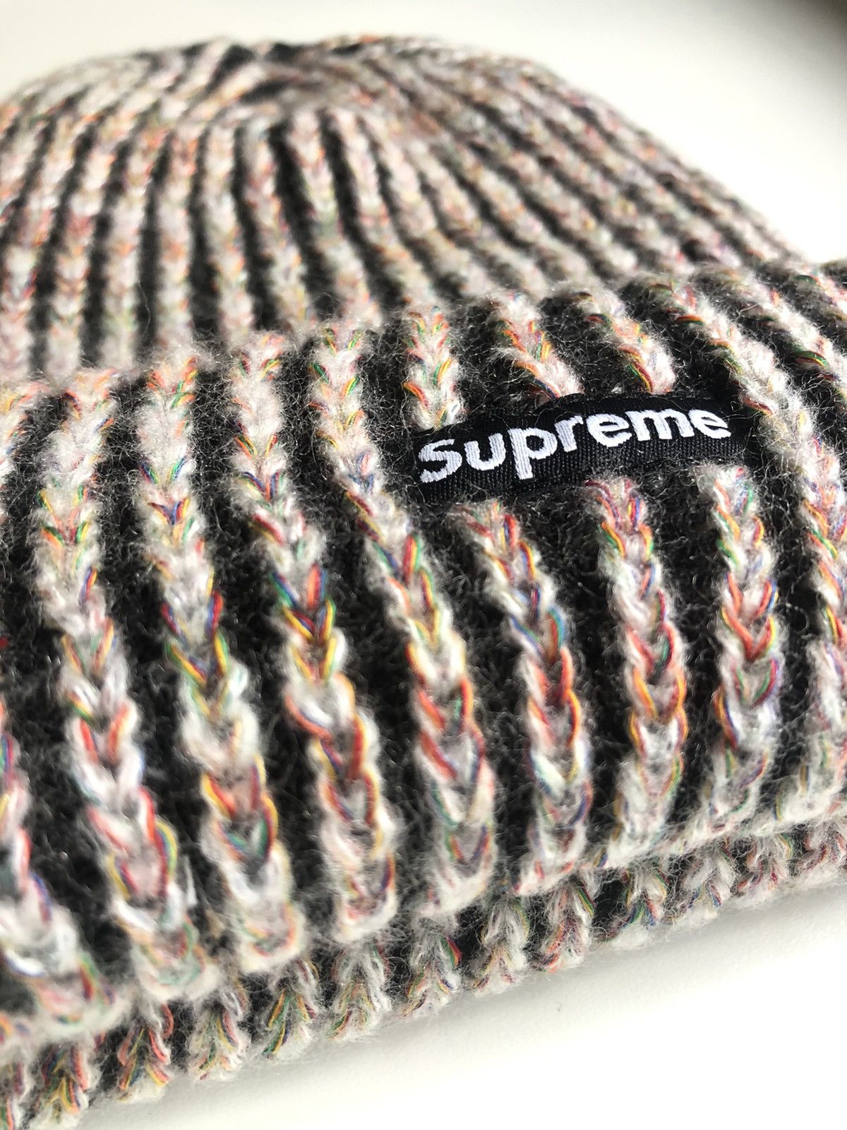 Supreme Rainbow Knit Beanie BLACK | Grailed