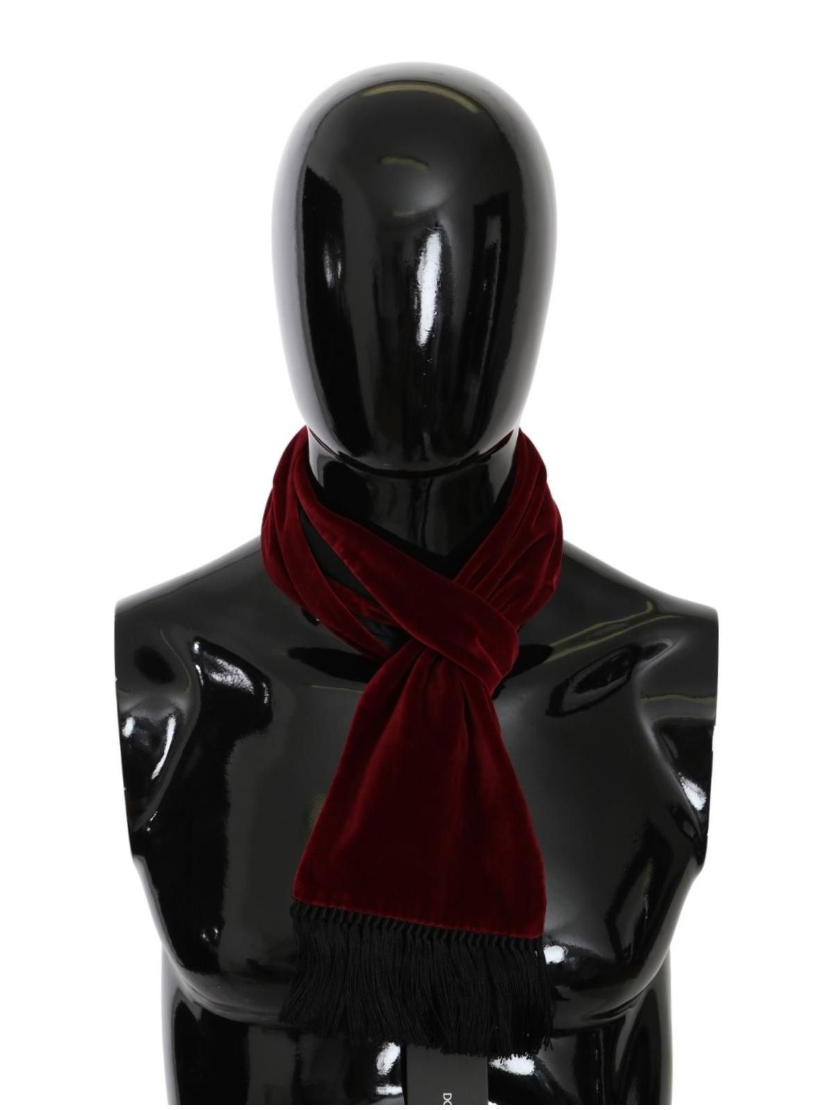 Dolce & Gabbana Red Velvet Fringe Wrap Shawl Silk Scarf | Grailed