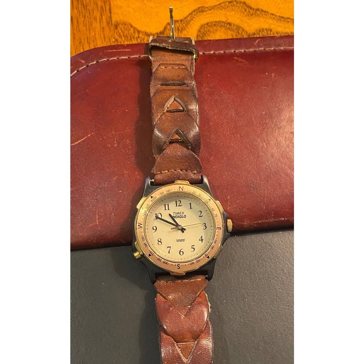 Timex VTG Men's Timex Watch, Rotating Bezel, Braided Leather Band | Grailed