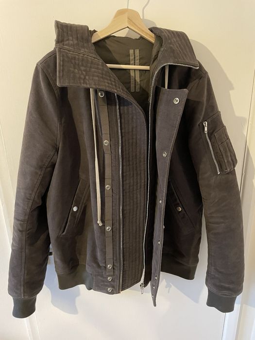 Rick Owens Rare Exploder parka bomber jacket moleskin dark dust | Grailed
