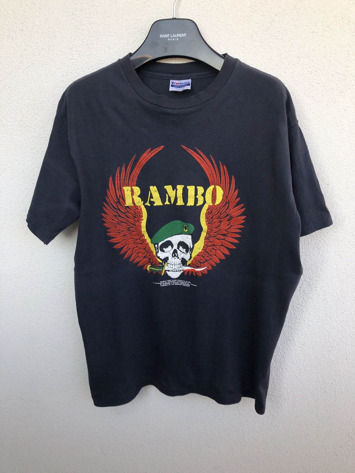 Vintage Vintage 1985 RAMBO movie tee Sylvester Stallone | Grailed
