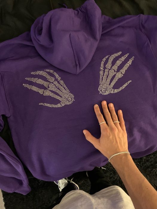 Vintage Rhinestones Skeleton Vintage Hoodie | Grailed