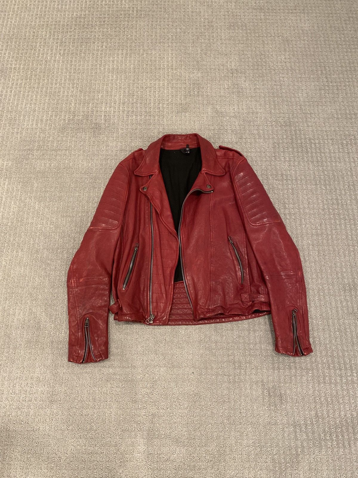Edun Edun Red Leather Moto Jacket | Grailed