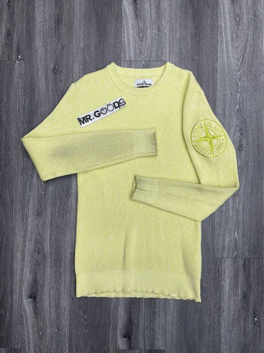 Stone Island Stone Island Lime Logo Embroidered Cotton Blend Sweater ...
