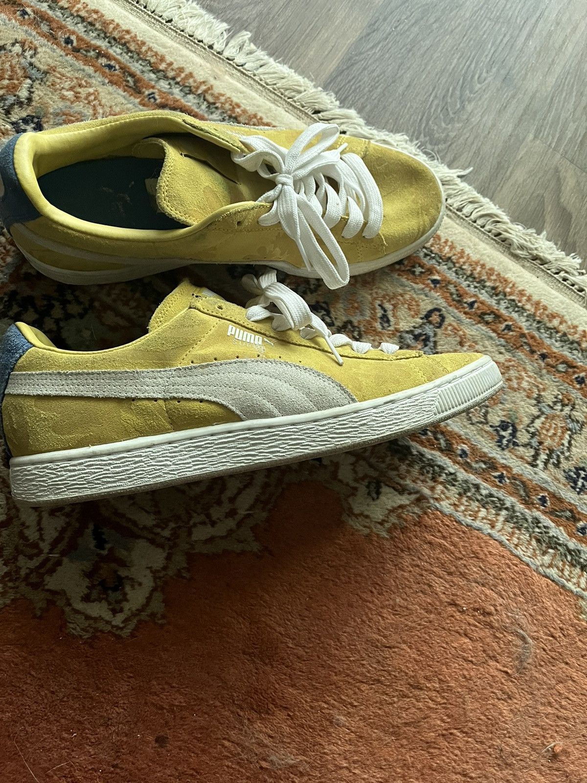 Puma Puma Suede yellow floral 10.5 | Grailed