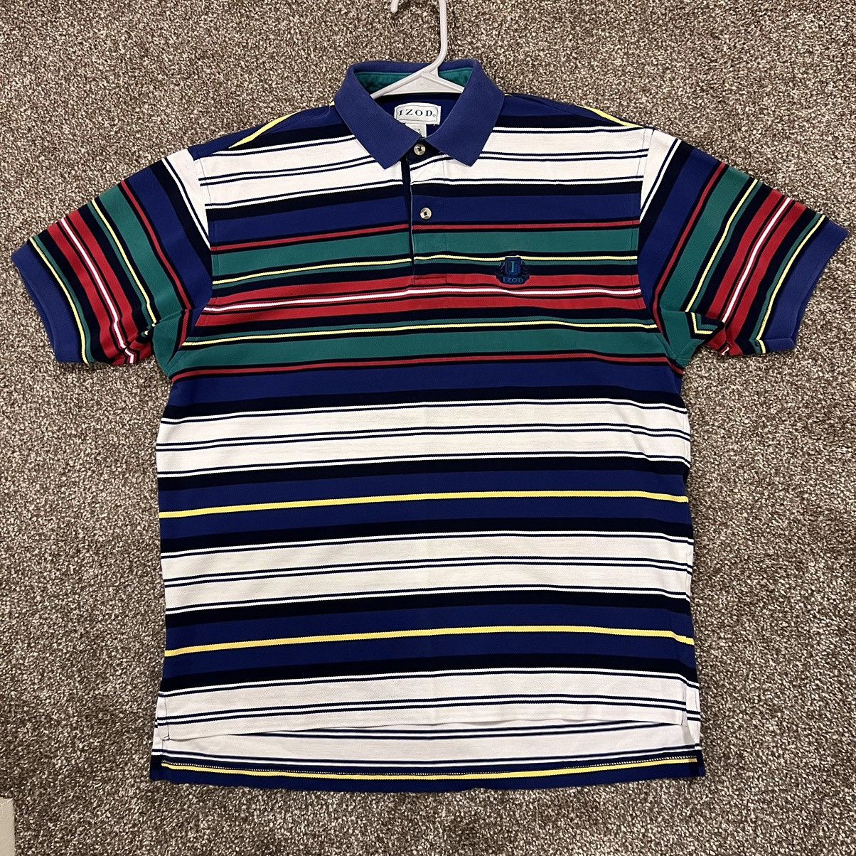 Izod × Vintage Izod Vintage Crest Multicolor Striped Polo Shirt | Grailed