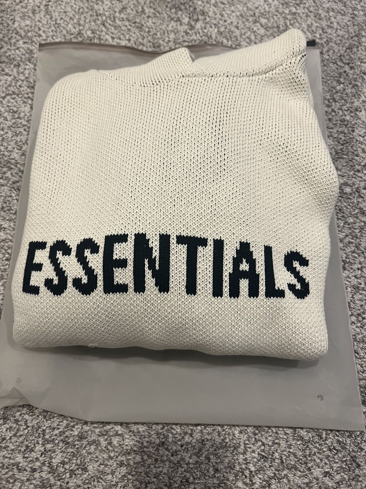 Fear of God Essentials Knit Hoodie - Cream - Size M - Brand New | Grailed