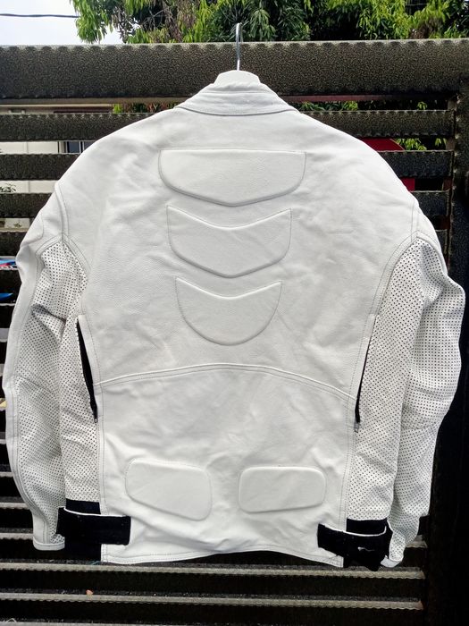 Vintage Real Leather White Racing Jacket | Grailed
