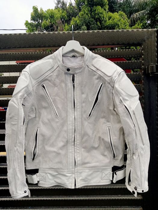 Vintage Real Leather White Racing Jacket | Grailed