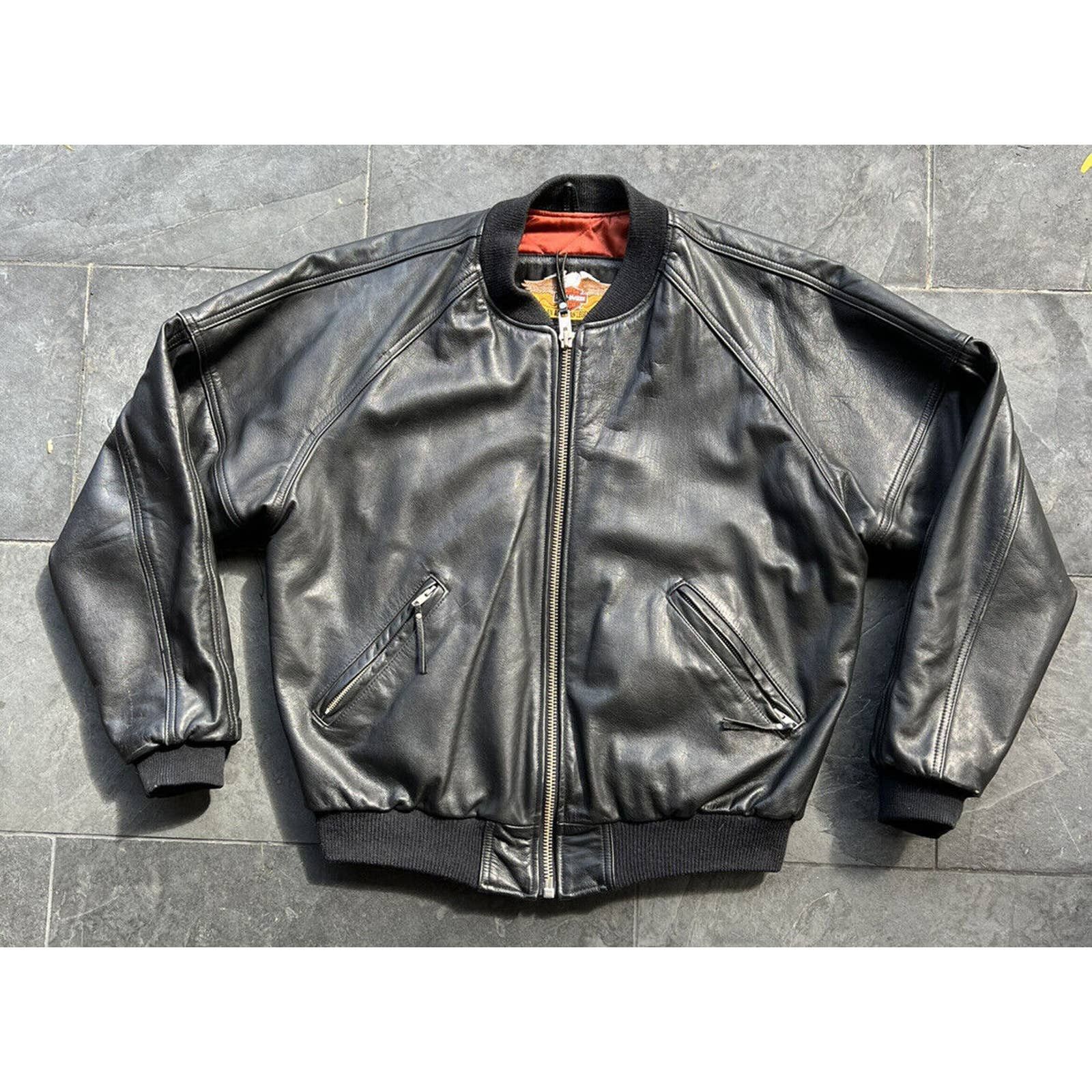 Harley Davidson Mens Harley Davidson Leather Bomber Motorcycle Jacket ...