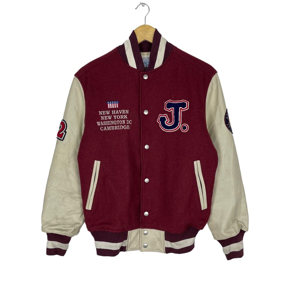 J. Press × Varsity Jacket × Vintage ☀️VTG 90s J PRESS VARSITY LEATHER ...