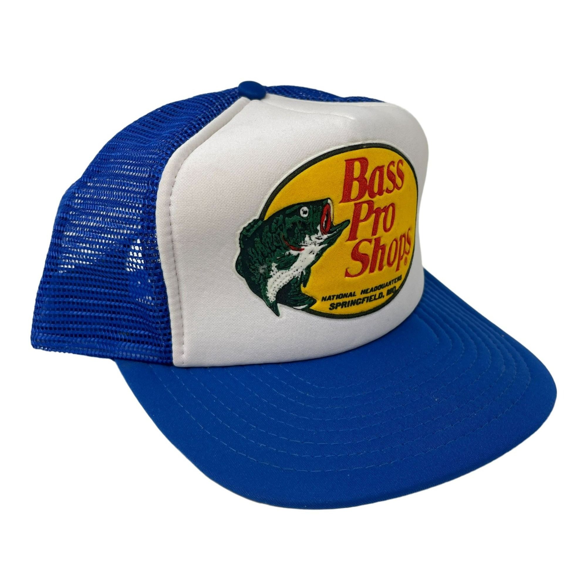 Bass Pro Shops Bass Pro Shops Blue White Mesh Snapback Trucker Hat Cap ...