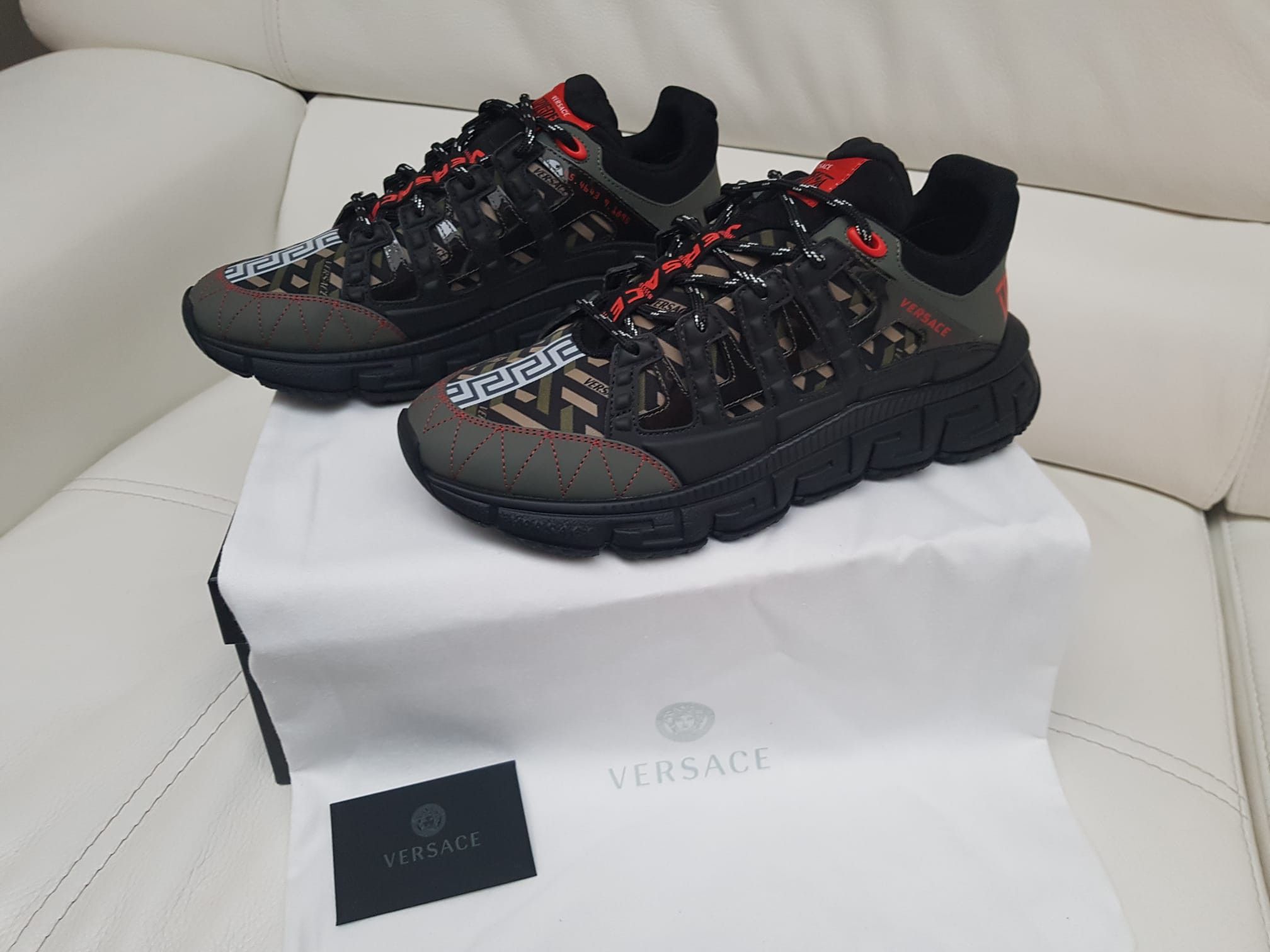 Versace Versace Trigreca Black/Green Sneakers New 45 | Grailed