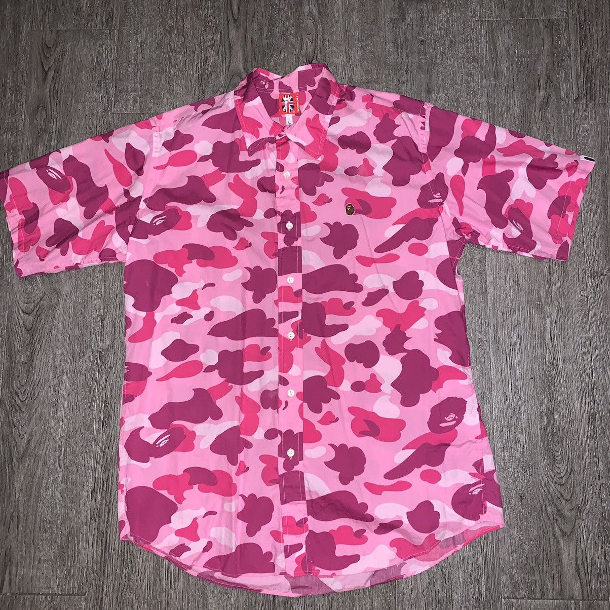 Bape Bape Pink Camo Button Up | Grailed