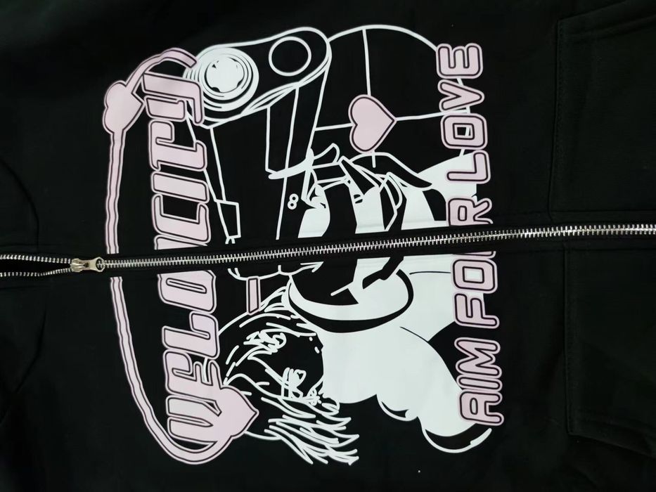 Vintage Drain Y2K Hoodie Aim For Love Anime Girl With Gun Hype | Grailed