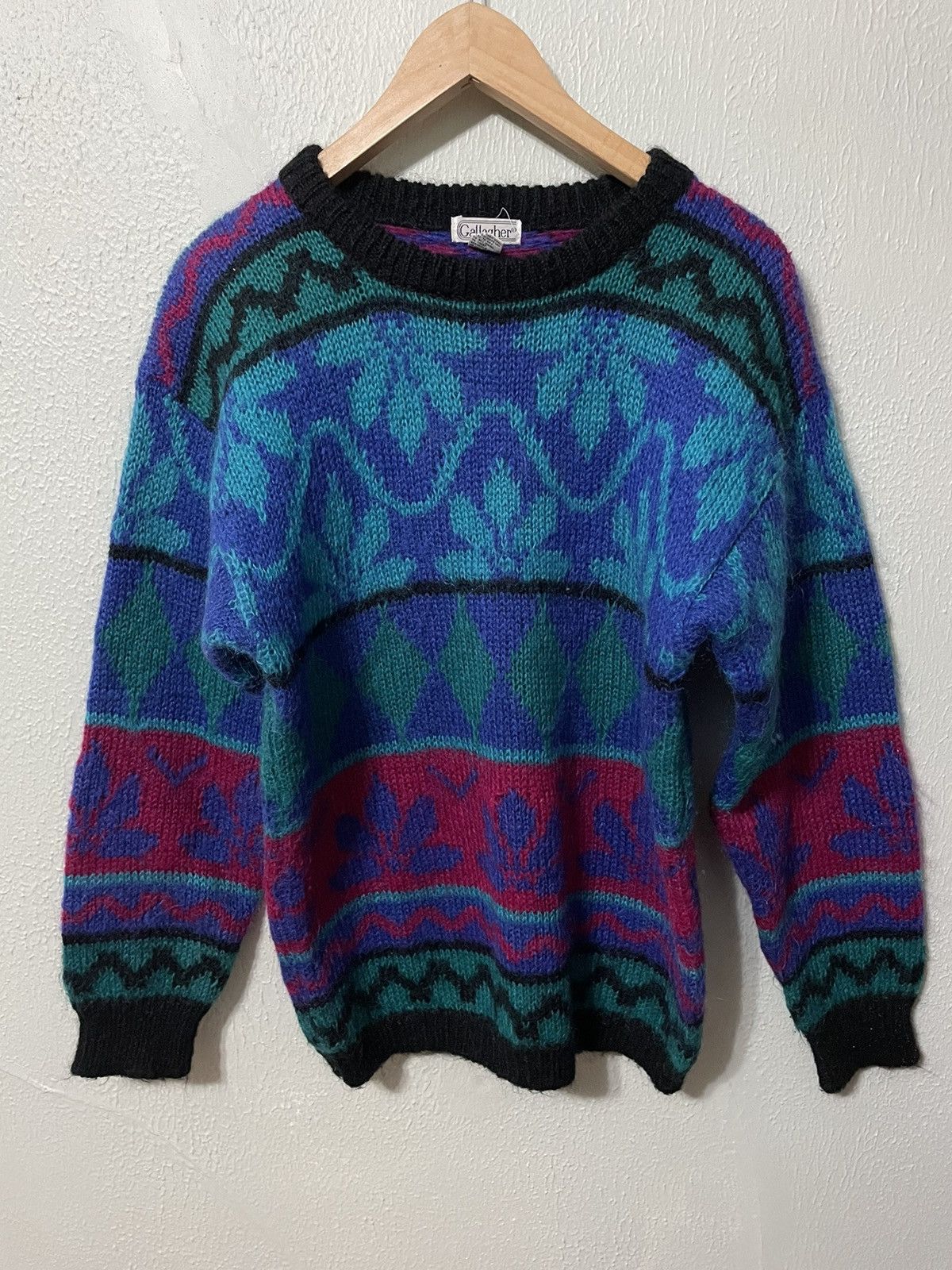 Art × Coloured Cable Knit Sweater × Vintage Vintage Hemp Wave Mohair ...