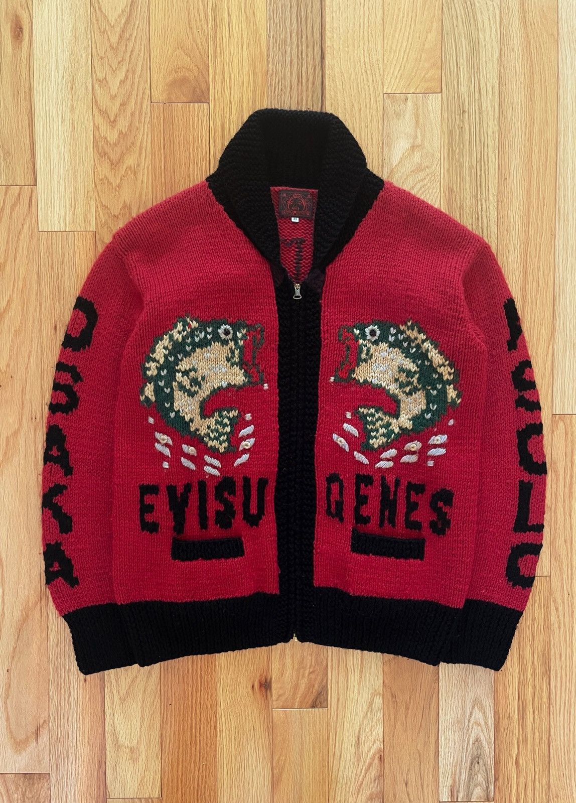 Evisu Evisu Downluck Heavyweight Wool Knit Cowichan Sweater | Grailed