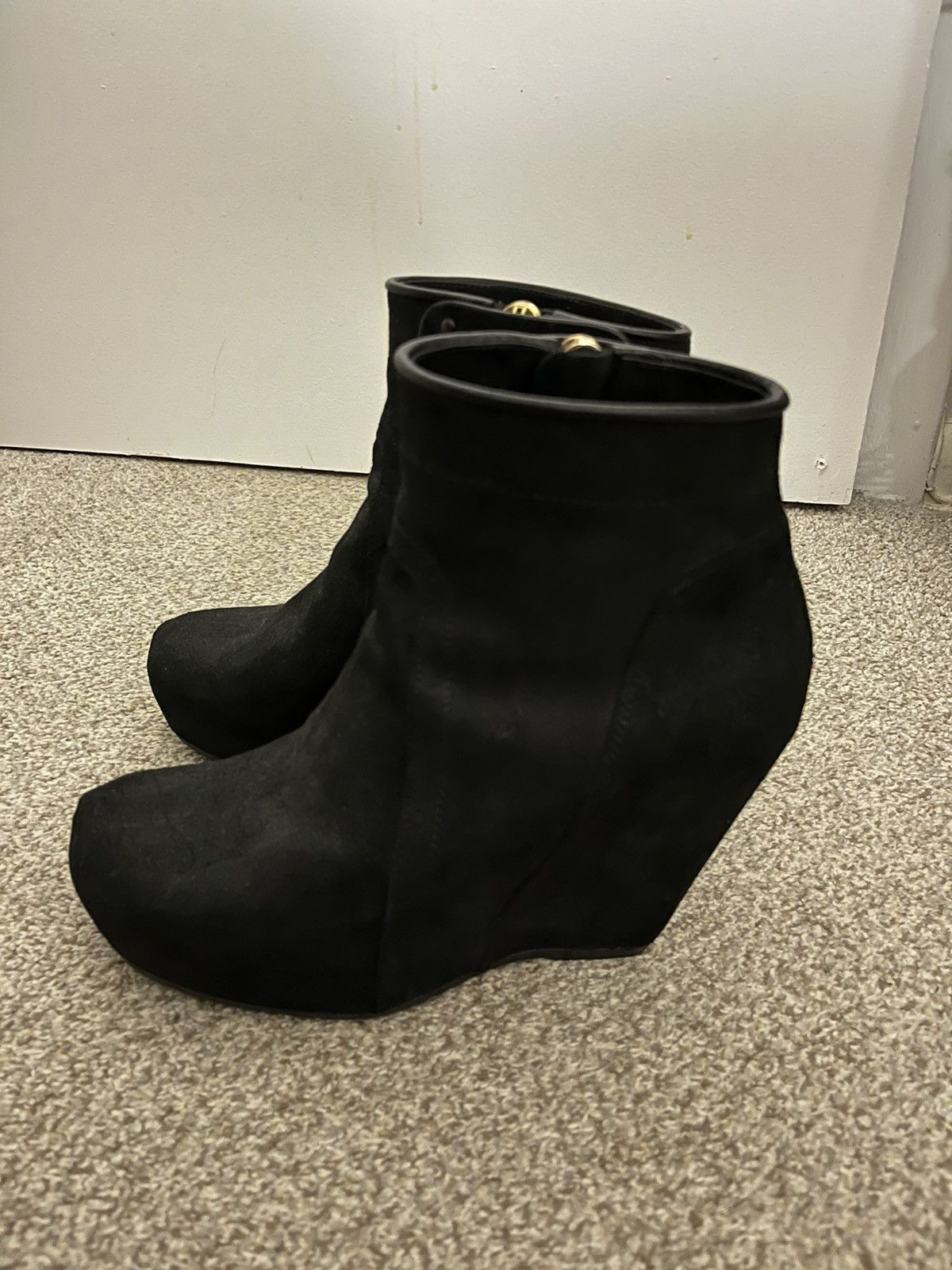 Rick Owens × Rick Owens Drkshdw RICK OWENS WEDGE BIKER BOOTS | Grailed