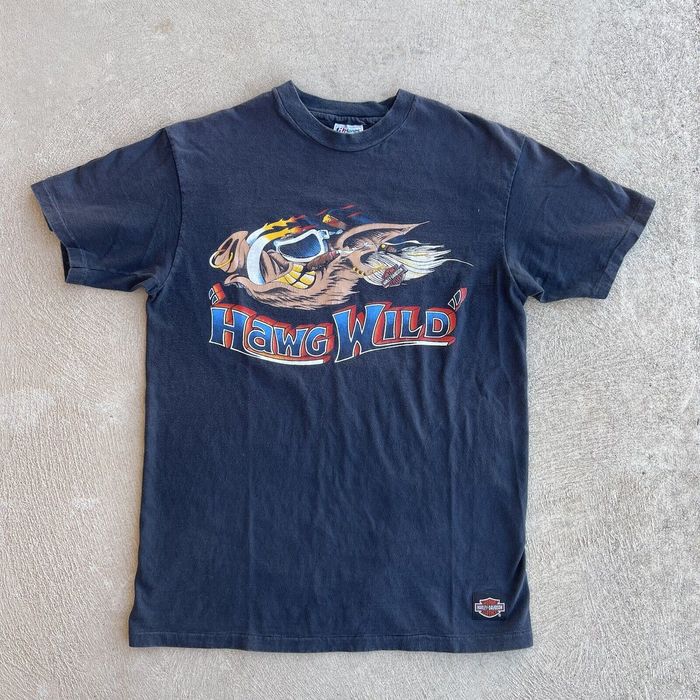 Harley Davidson Vintage 1980s Harley Davidson Hog Wild T Shirt Men Large Black Single Stitch USA ...