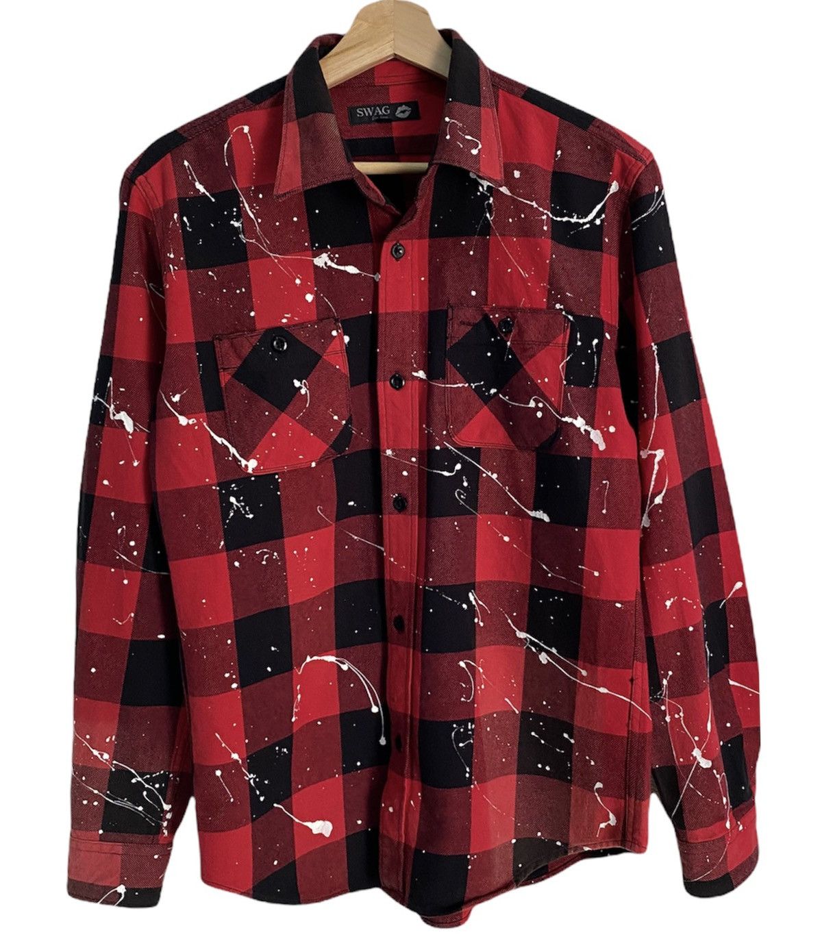 Phenomenon RARE SWAG JAPAN PAINT SPLASH FLANNEL BUTTONS UP SHIRT | Grailed