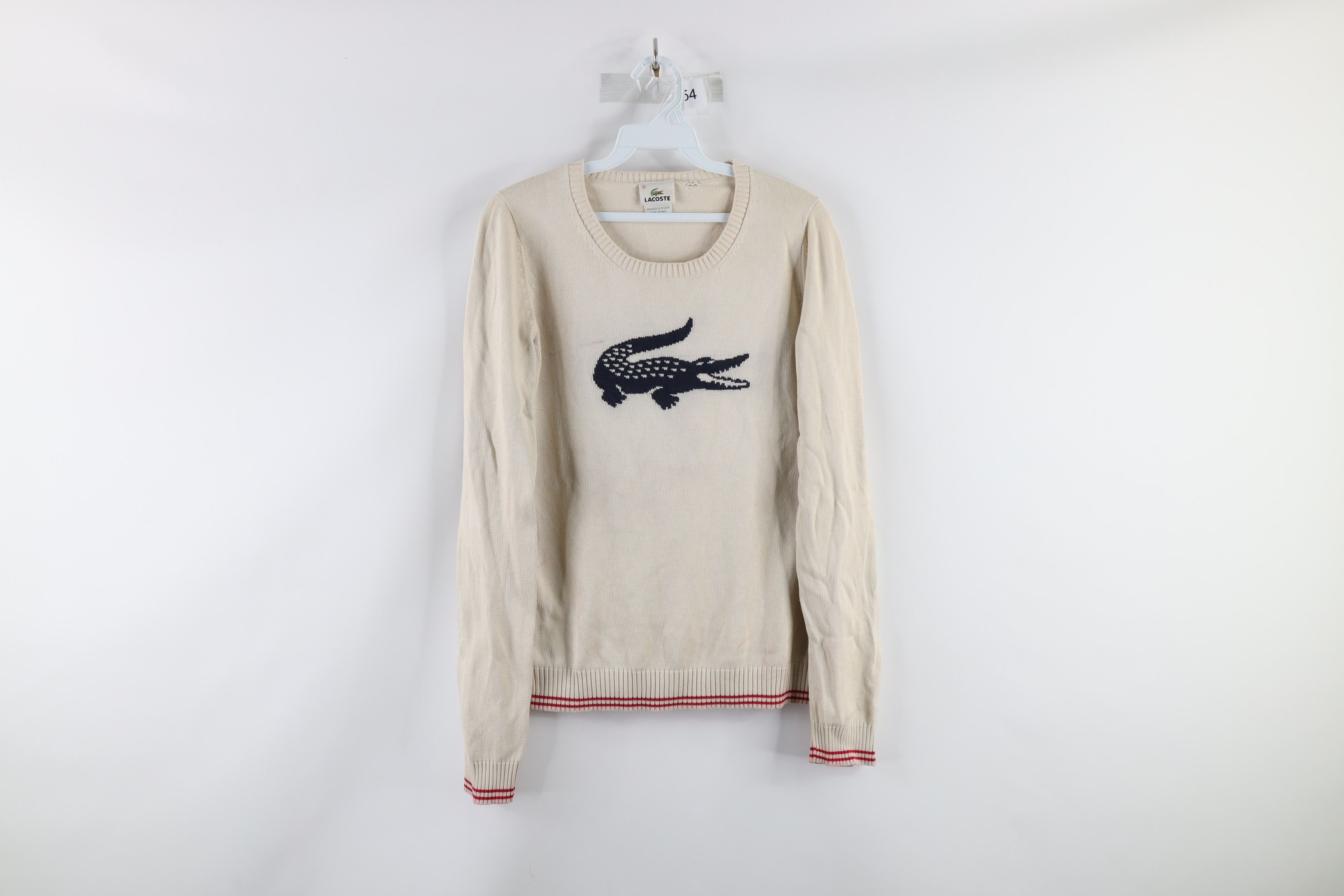 Lacoste Lacoste Thrashed Croc Logo Striped Cotton Knit Sweater | Grailed