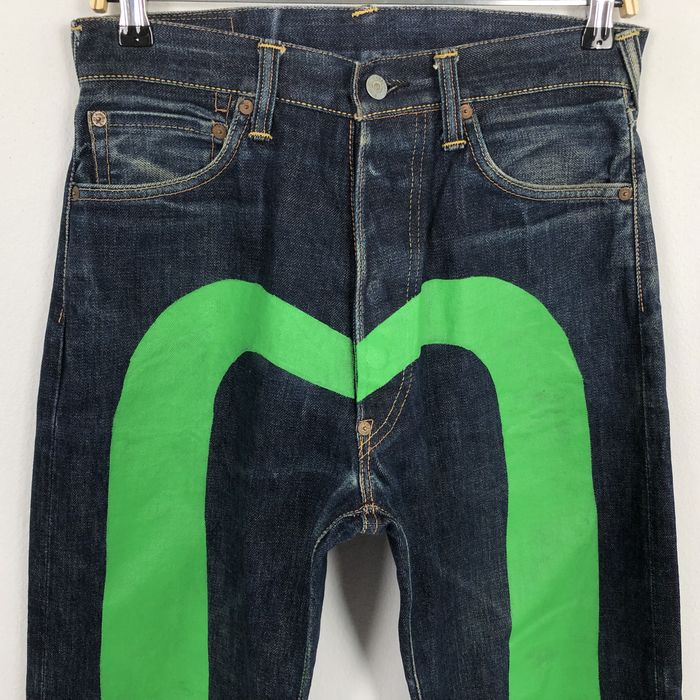 Custom Evisu Japan No 2 Selvedge Custom Green Daicock Design Jeans | Grailed