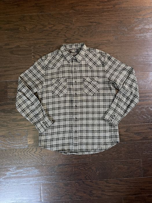 Visvim RRL Slim Fit Plaid Jaspé Twill Western Shirt Size L | Grailed
