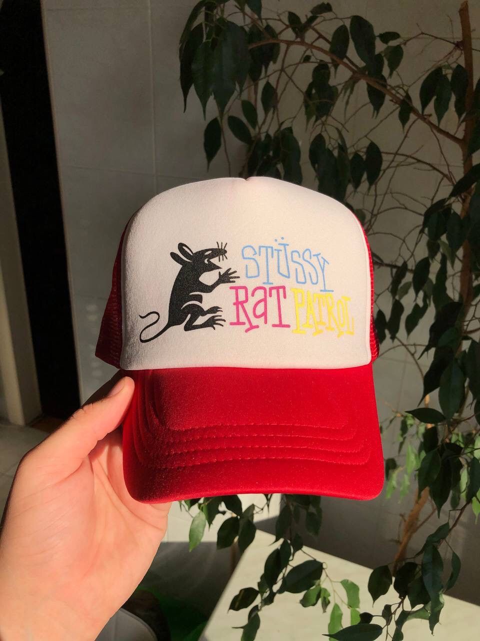 Streetwear × Stussy × Vintage Stussy truck hat rat design red cap ...