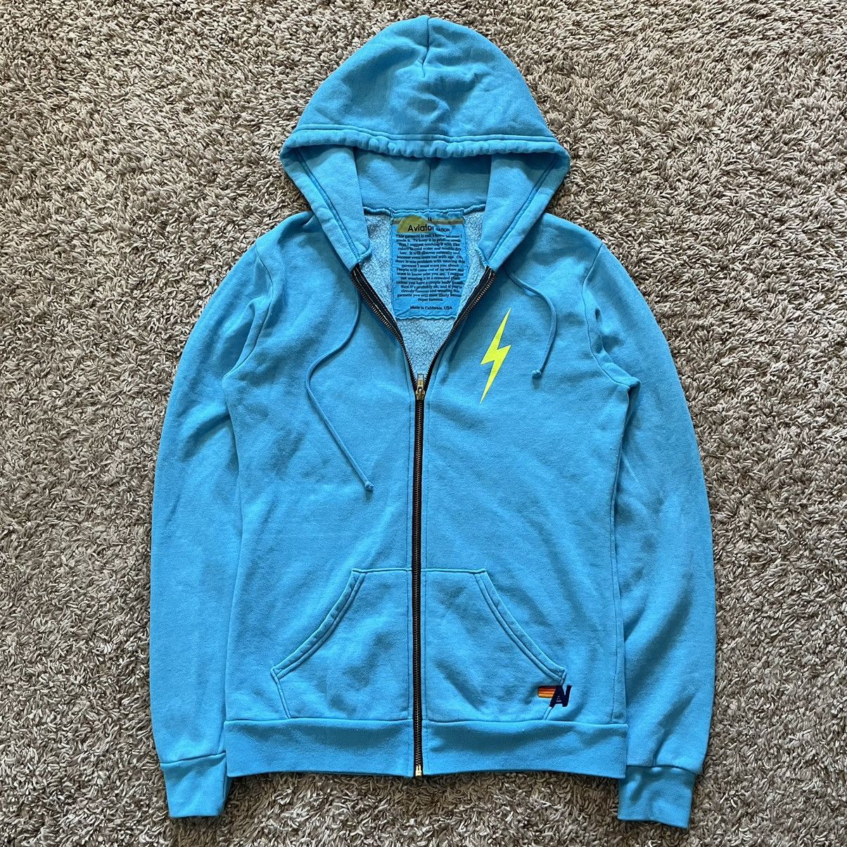 Aviator Nation Lightning Bolt Double Sided Fleece Full Zip Hoodie | Grailed