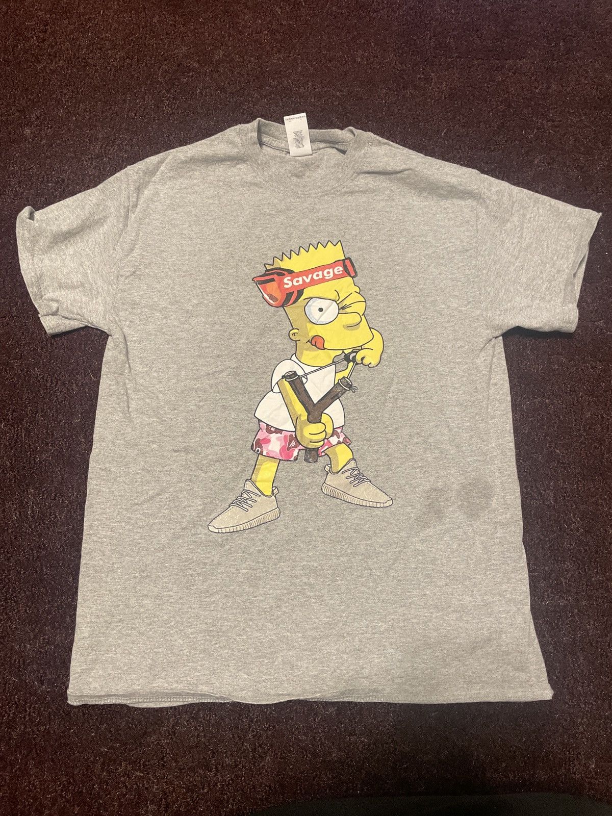 Custom × Gildan × Streetwear Custom Gray Bart Simpson T-shirt | Grailed