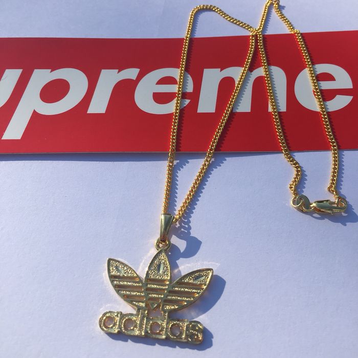 Adidas Brand New 14k Gold Plated Adidas Trefoil Symbol Pendant Chain ...