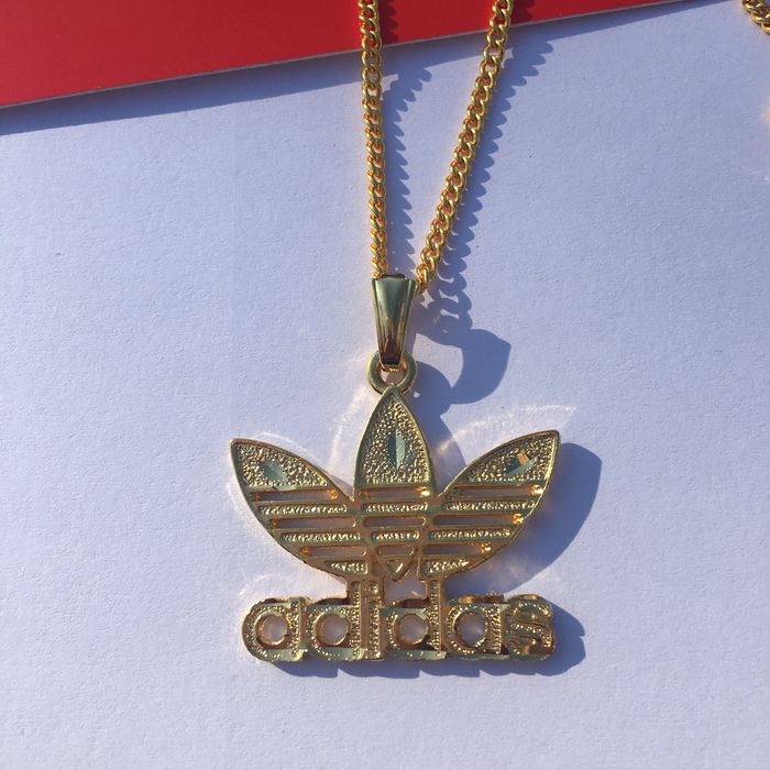 Adidas Brand New 14k Gold Plated Adidas Trefoil Symbol Pendant Chain ...