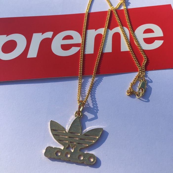 Adidas Brand New 14k Gold Plated Adidas Trefoil Symbol Pendant Chain ...