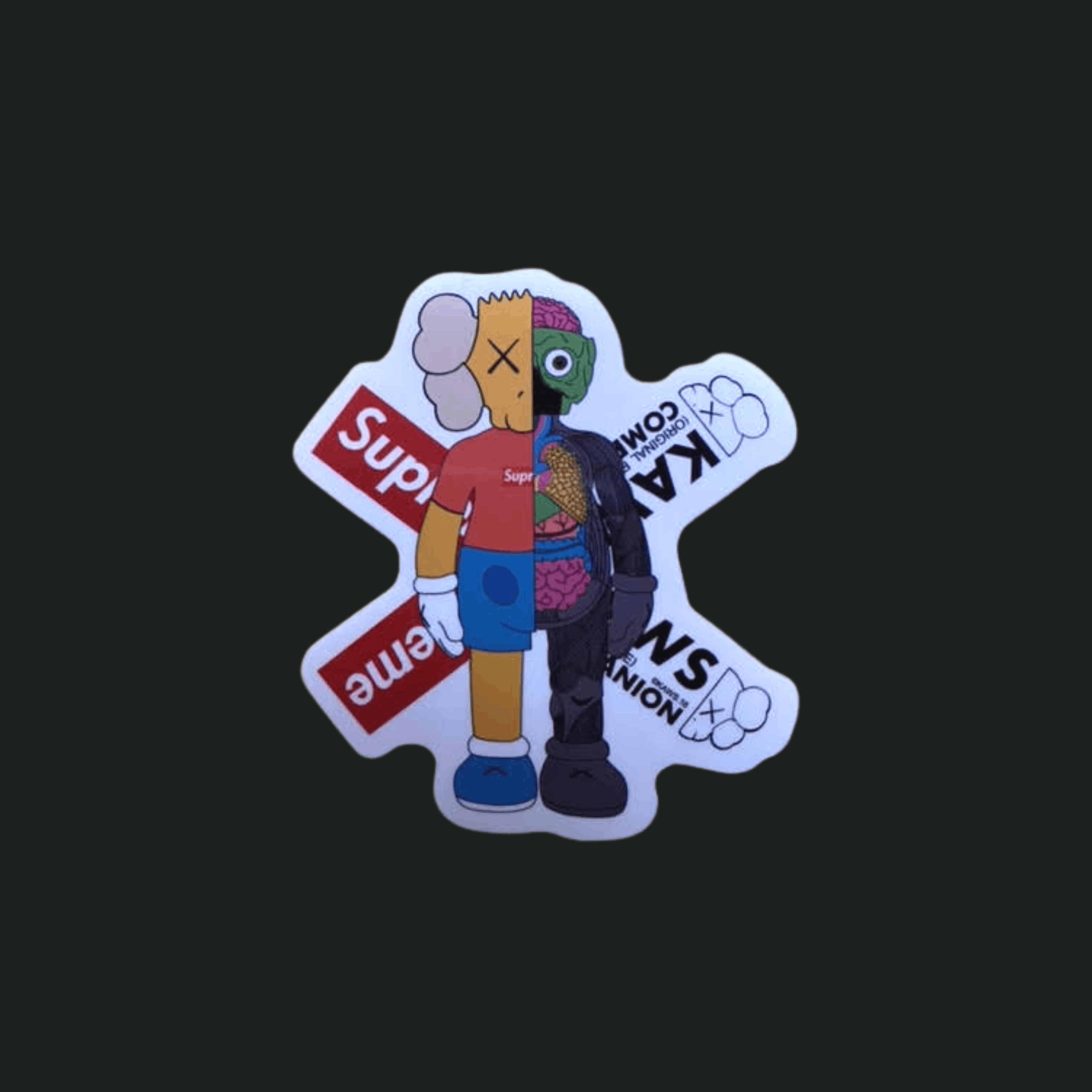 Kaws × Supreme KAWS X Supreme Heat Transfer PVC Vinyl Sticker - 1PC ...
