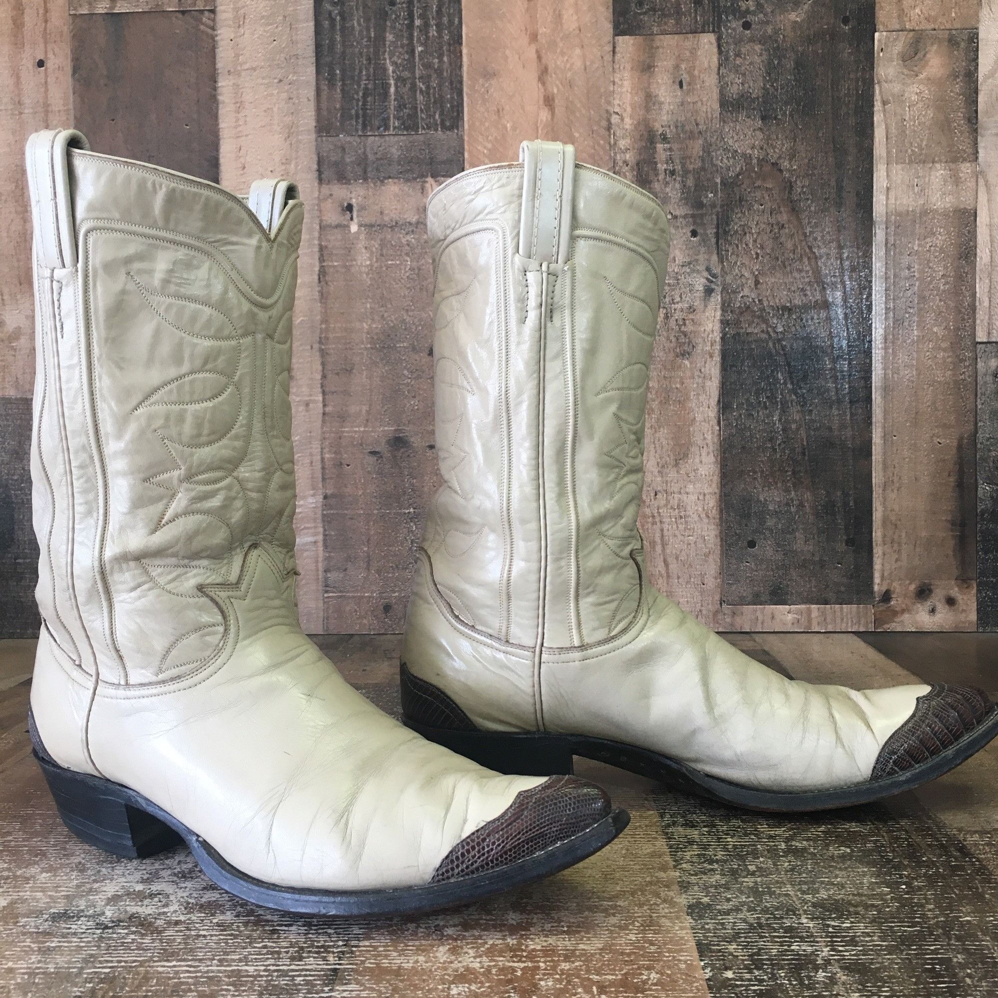 Tony Lama Tony Lama Vtg Gold Label El Paso Wingtip Cowboy Boots Mens 1 ...