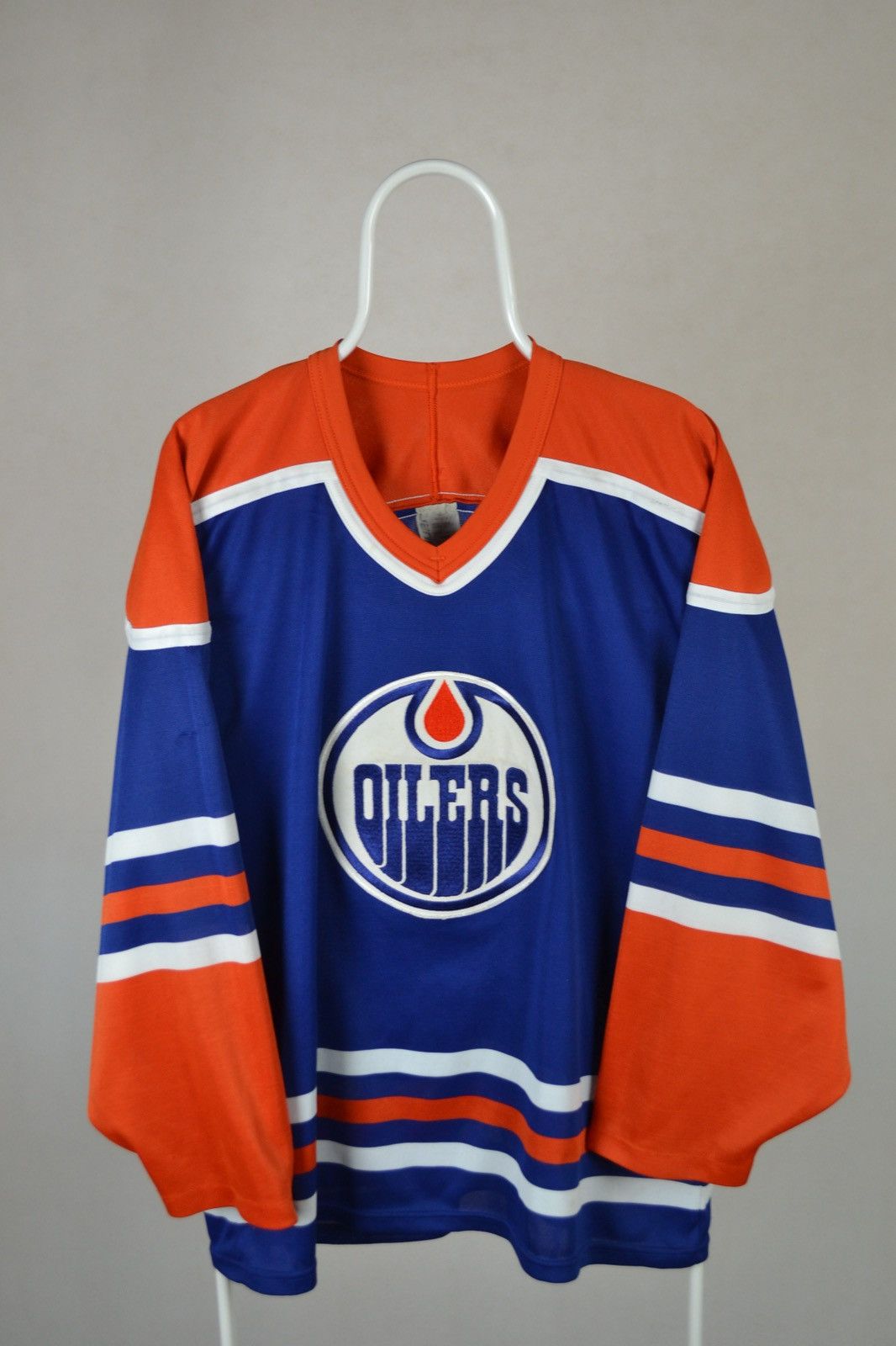 NHL × Vintage Oilers Bauer NHL Hockey Made In Canada Jersey Vintage ...