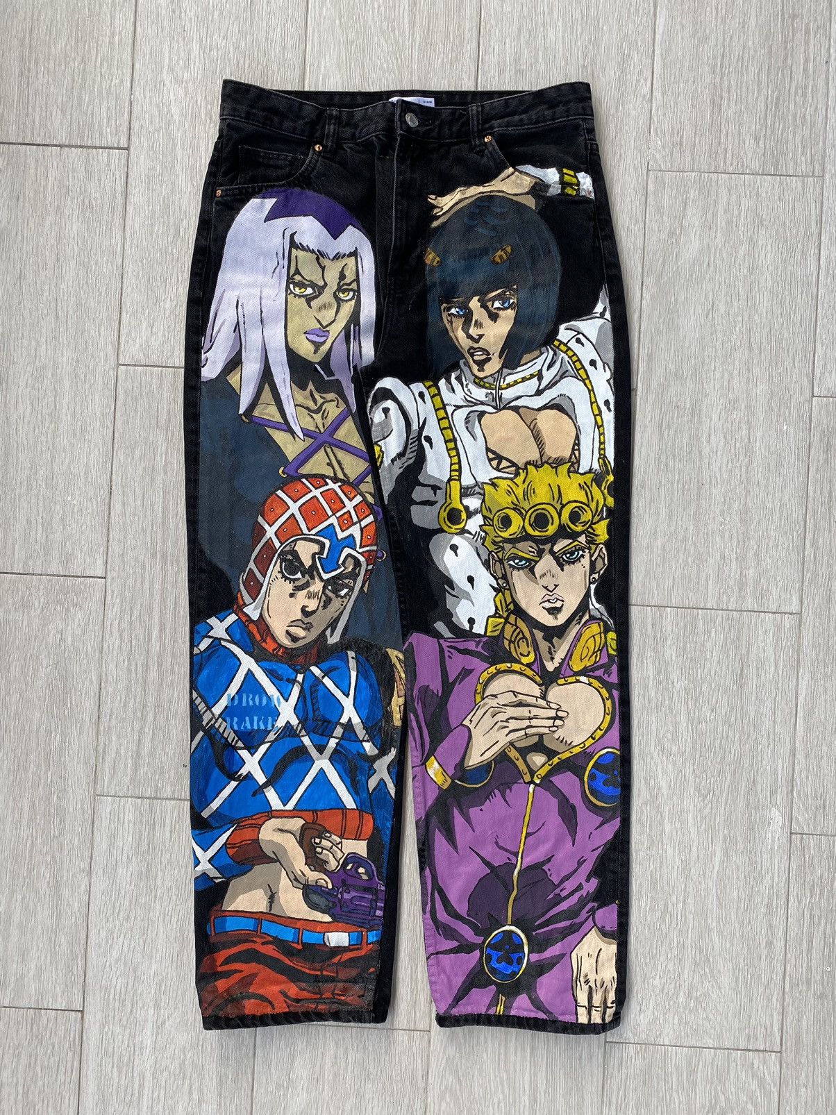 Custom “Jojo’s Bizzare Adventure” Hand-Painted 1of1 Custom Jeans | Grailed