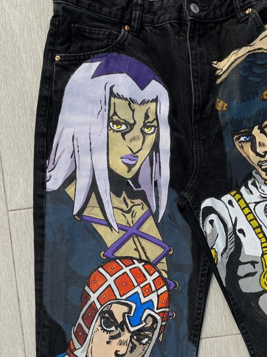 Custom “Jojo’s Bizzare Adventure” Hand-Painted 1of1 Custom Jeans | Grailed