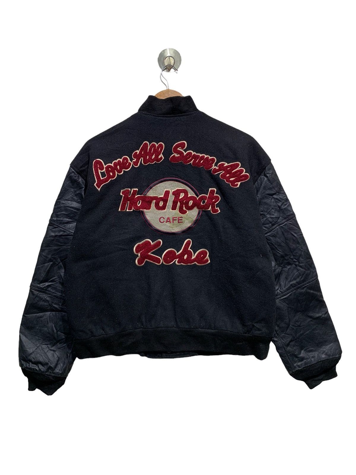 Hard Rock Cafe × Varsity Jacket × Vintage 🔥VTG HRC KOBE WOOL/LEATHER ...