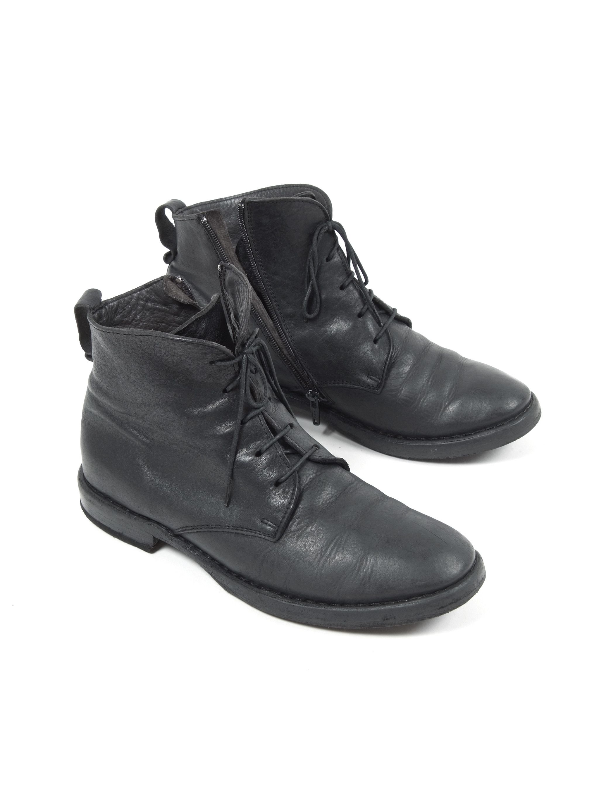 Ann Demeulemeester MOMA Black Leather Combat Boots EU39 | Grailed