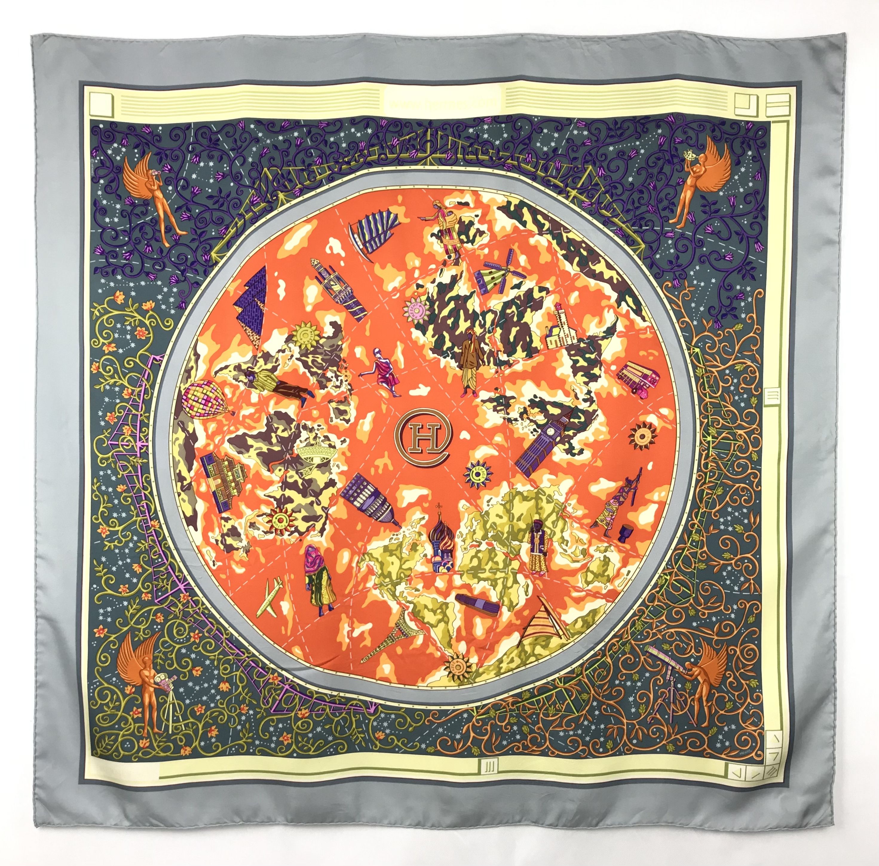 Hermes × Vintage H835 Vintage Hermes Silk Scarf Map Of The World | Grailed