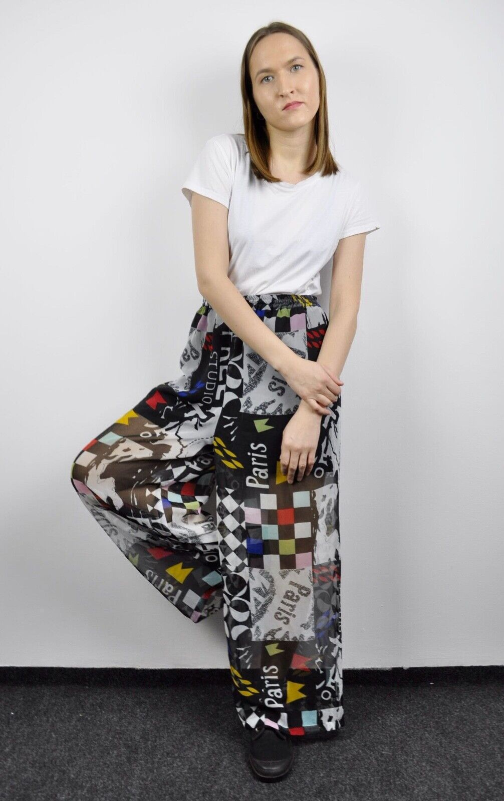 Other × Vintage French Sheer Wide Leg Palazzo Transparent Pants ...