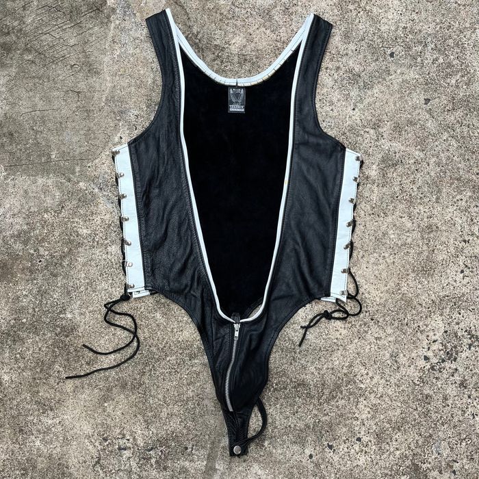 Vintage 80’s Black Hawk Queer Male Genuine Leather Leotard | Grailed
