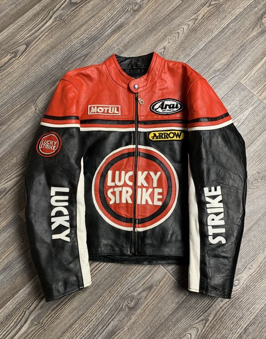 Vintage VINTAGE 90’S LUCKY STRIKE RACING LEATHER JACKET | Grailed