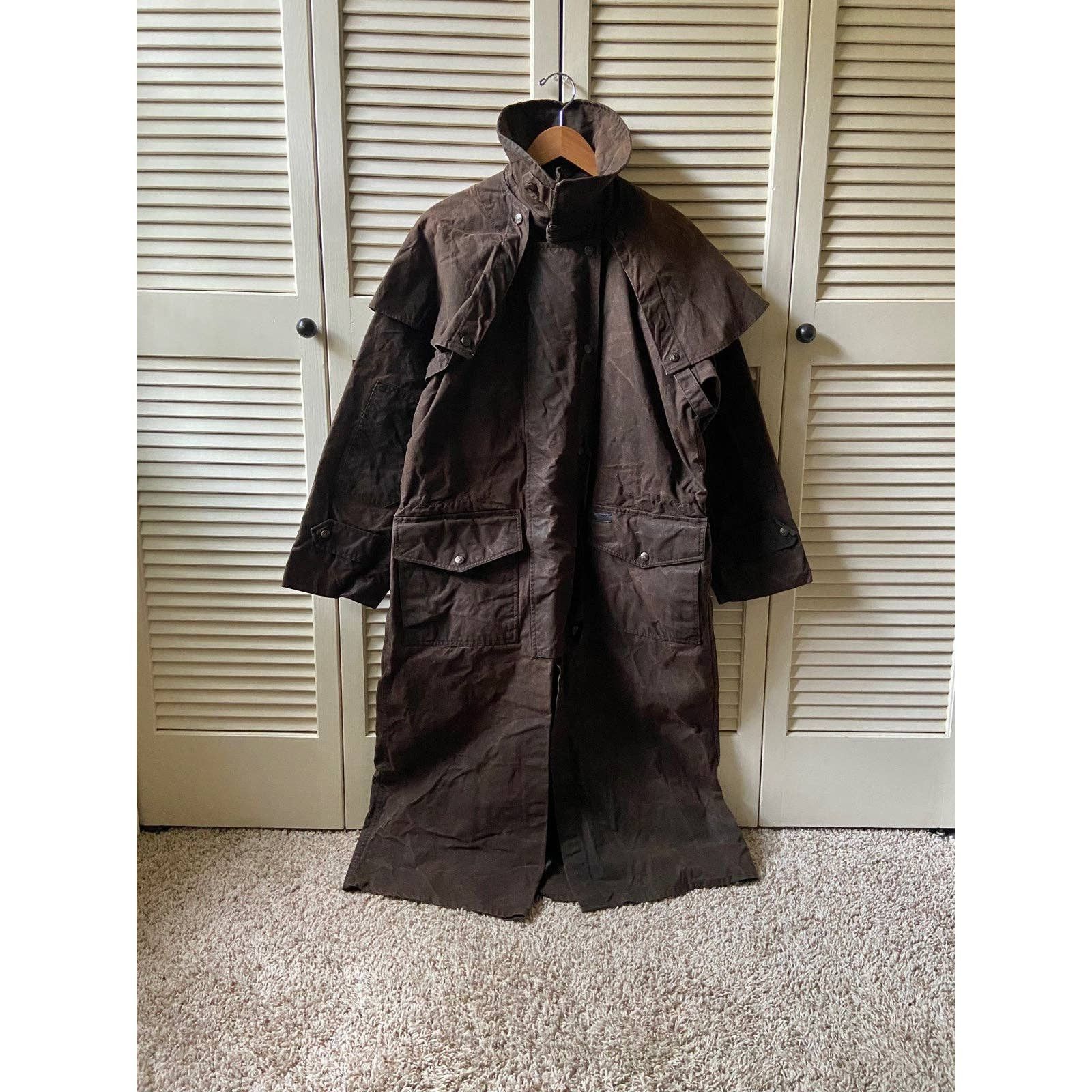 Vintage Vintage Outback Brown OilSkin Wax Trench Coat Duster Jacket ...